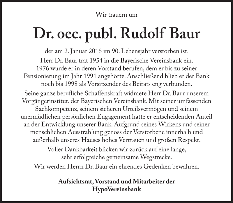 Traueranzeigen von Rudolf Baur | SZ-Gedenken.de