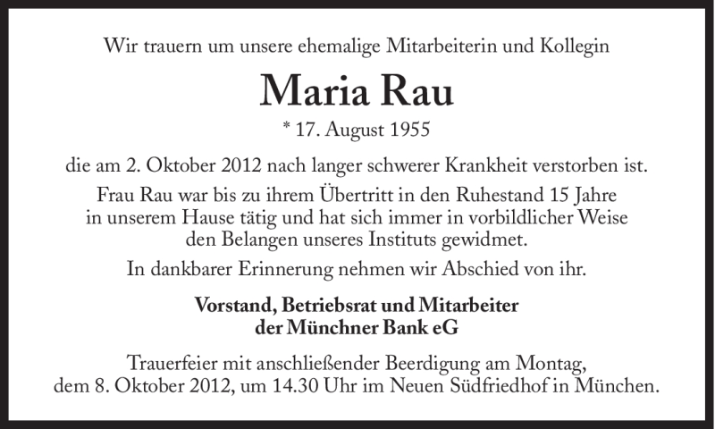 Traueranzeigen von Maria Rau | SZ-Gedenken.de