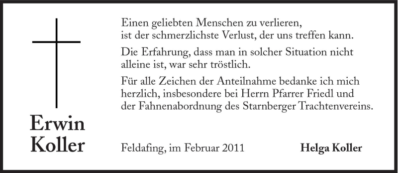 Traueranzeigen von Erwin Koller | SZ-Gedenken.de