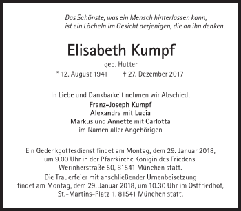 Traueranzeigen von Elisabeth Kumpf | SZ-Gedenken.de