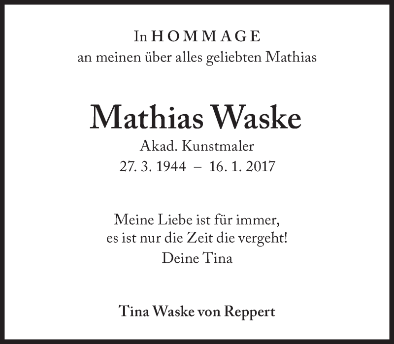 Traueranzeigen von Mathias Waske | SZ-Gedenken.de