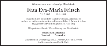 Traueranzeigen von Eva-Maria Fritsch | SZ-Gedenken.de