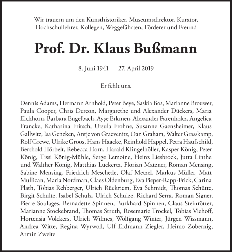 Traueranzeigen von Klaus Bußmann | SZ-Gedenken.de