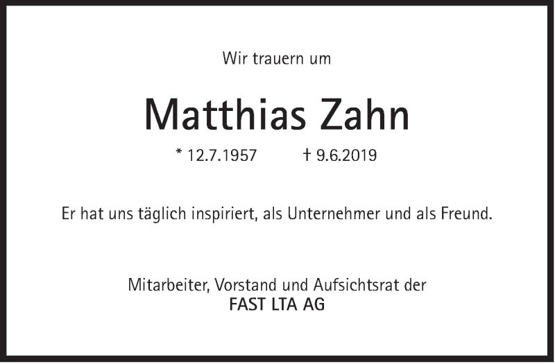 Traueranzeigen von Matthias Zahn | SZ-Gedenken.de
