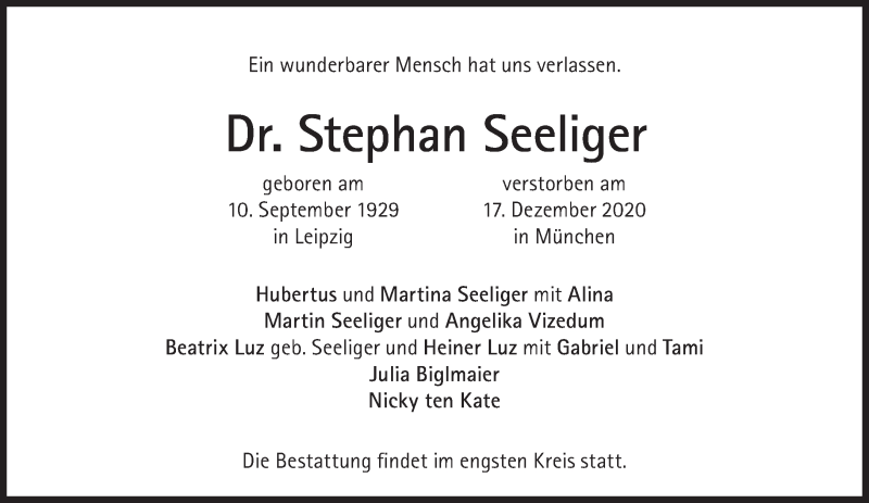 Traueranzeigen von Stephan Seeliger | SZ-Gedenken.de