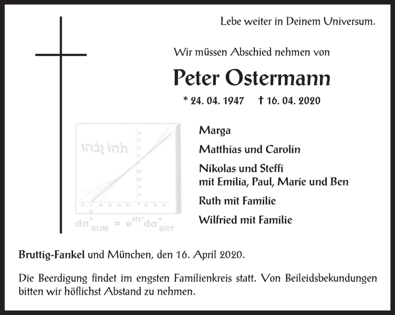 Traueranzeigen von Peter Ostermann | SZ-Gedenken.de