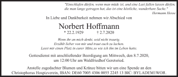Traueranzeigen von Norbert Hoffmann | SZ-Gedenken.de