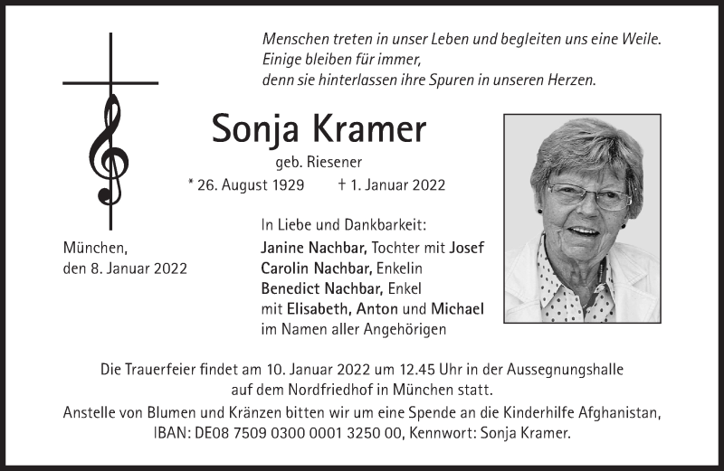 Traueranzeigen von Sonja Kramer | SZ-Gedenken.de